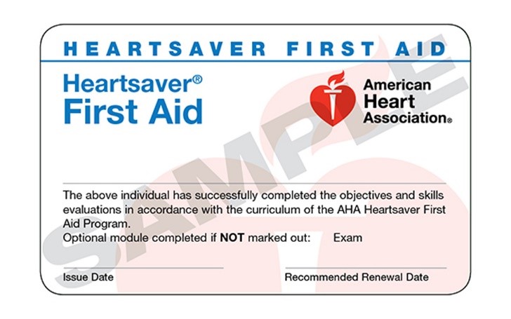 American Heart Association Heart-Saver® First-Aid Classroom/Online ...